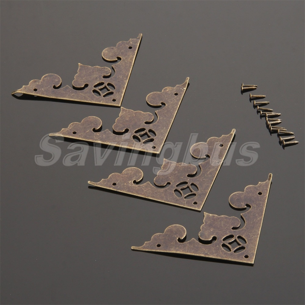 20x Antique Brass Corner Pad Protector Wood Chest Case Box Guard ...